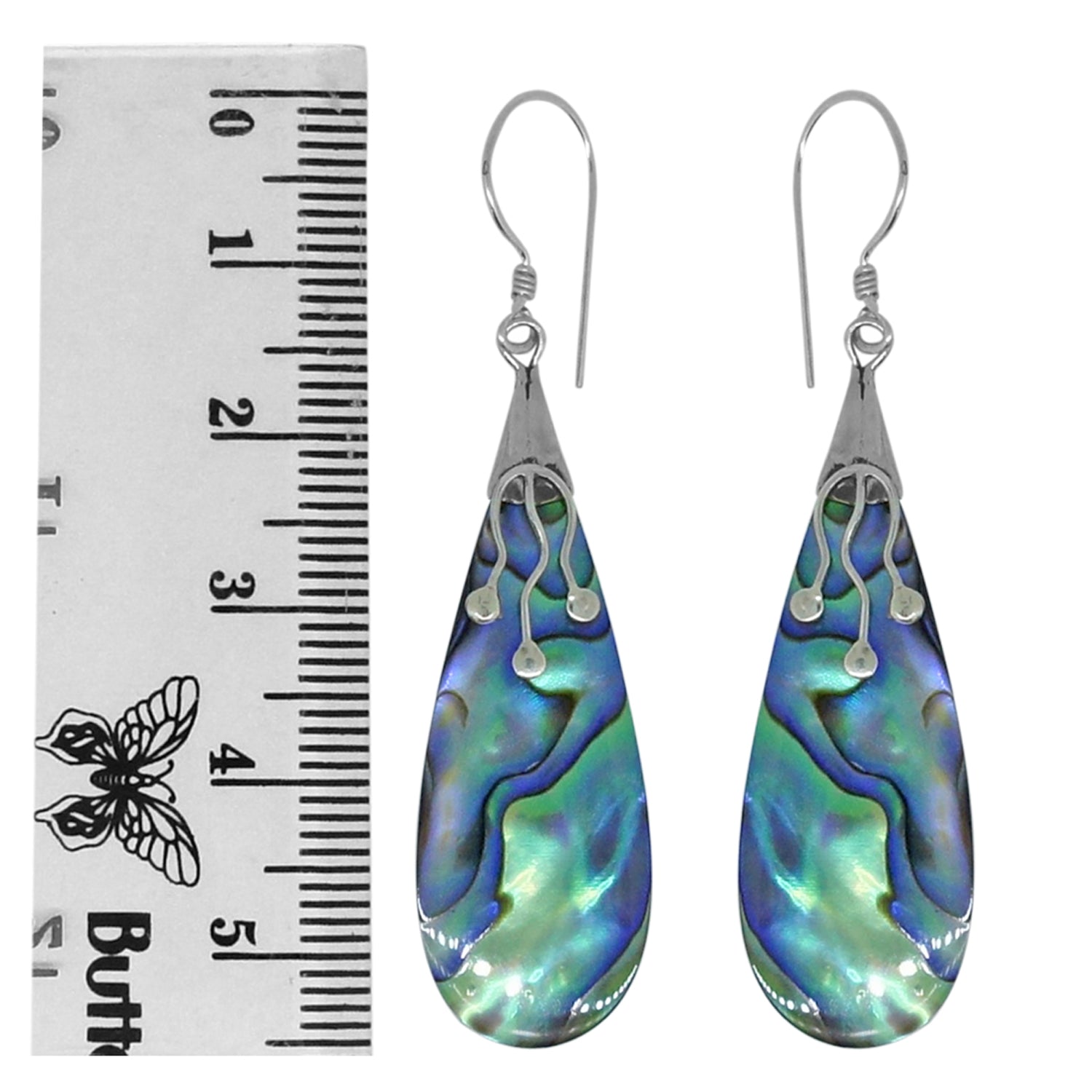 Handcrafted New Zealand Paua Shell Earrings in 925 Sterling Silver 53
