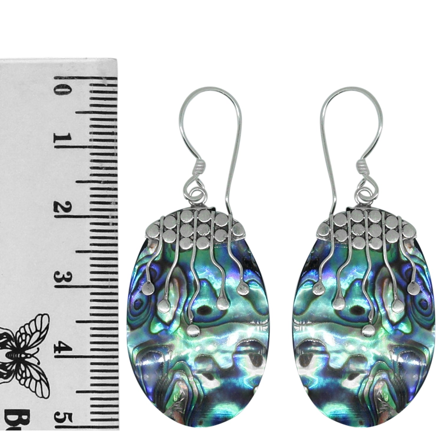 Handcrafted New Zealand Paua Shell Earrings in 925 Sterling Silver 48 ...