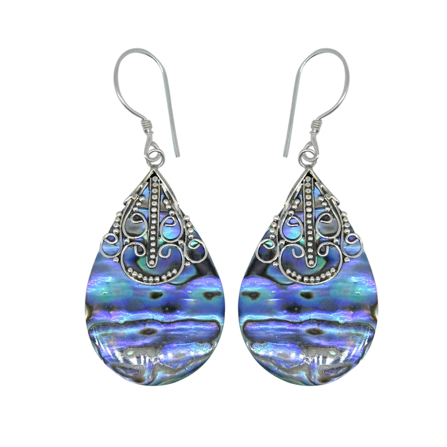 Handcrafted New Zealand Paua Shell Earrings in 925 Sterling Silver 47 ...